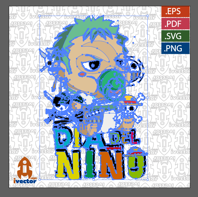 DIA DEL NIÑO ONE PIECE ZORO BEBÉ VECTOR EDITABLE - Ivector Plantillas