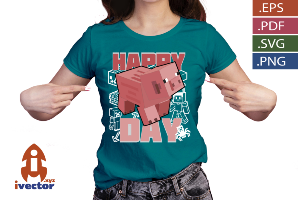 HAPPY DAY MINECRAFT VECTOR EDITABLE - Ivector Plantillas