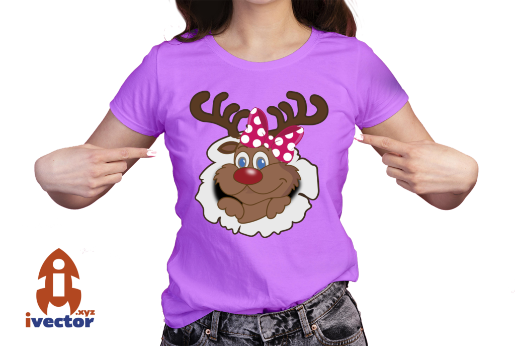 RENO HEMBRA NAVIDEÑO GRIETA VECTOR EPS PDF EDITABLE - Ivector Plantillas