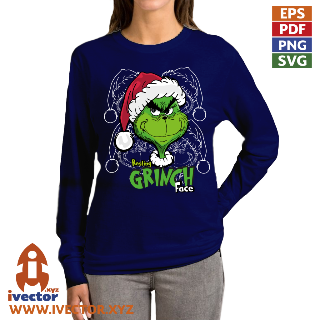 RESTING GRINCH FACE VECTOR EDITABLE EPS PDF - Ivector