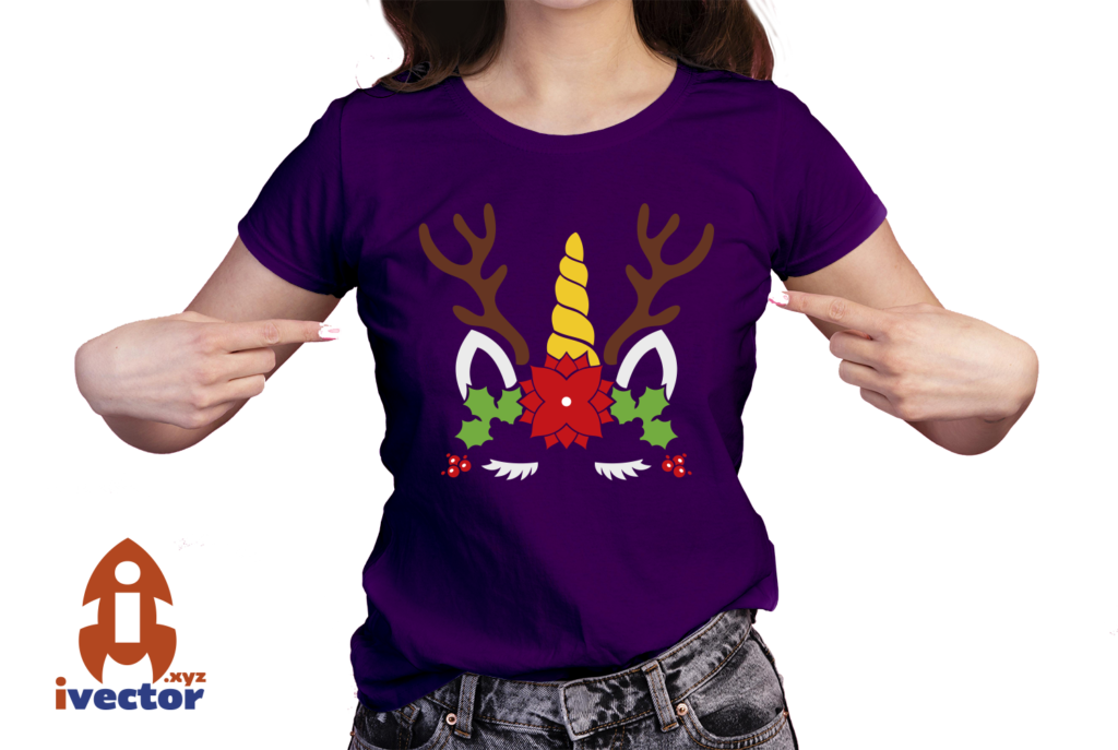 ROSTRO UNICORNIO RENO NAVIDEÑO VECTOR EPS PDF - Ivector Plantillas