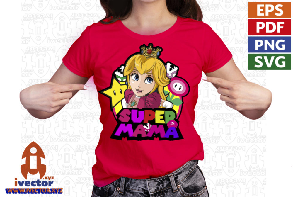 SUPER MAMA MARIO BROS PEACH VECTOR EDITABLE - Ivector