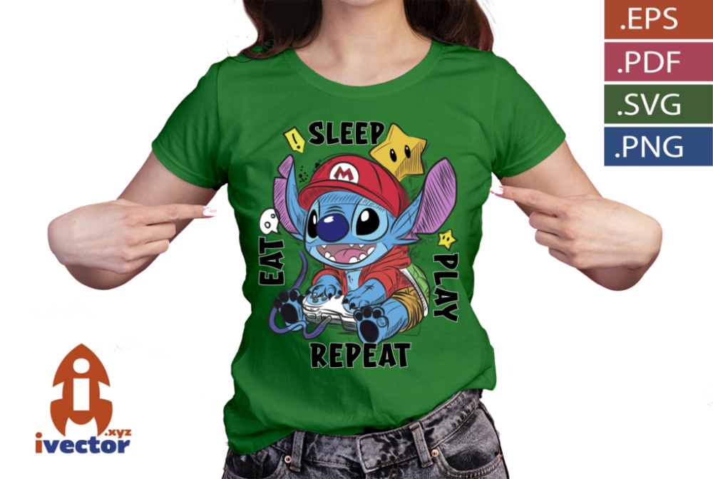 STITCH GAMER VECTOR EDITABLE - Ivector Plantillas